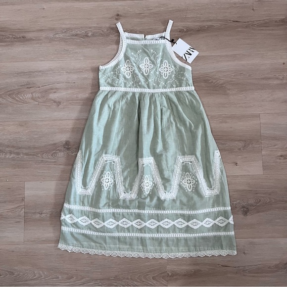 Zara | Dresses | Nwt Zara Girls Sage Green Embroidered Sundress | Poshmark